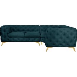 Chesterfield-Sofa Home Affaire, B:264cm H:75cm T:204cm, blau, Struktur (100% Polyester);Samtoptik (100% Polyester), Sofas, "Ecksofa GLYNIS L-Form mit