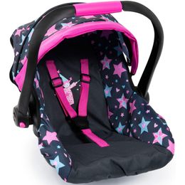 BAYER Jungen Puppen Autositz "rosa/goldfarben Schleife", schwarz, Kunststoff, Metall, B:34cm H:38cm T:45cm, Puppenausstattungen, mit Dach