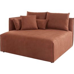 Ottomane OTTO HOME, B:138cm H:86cm T:128cm, braun, 100% Polyester, Sofas, "Nöre", kurzes Lounge-Modul - zum Zusammenstellen, Breite 138 cm, Tiefe 128