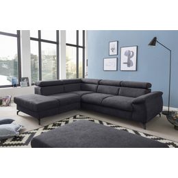 Ecksofa COTTA, B:249cm H:72cm T:207cm, grau, Microfaser (100% Polyester);Flachgewebe (100% Polyester), Wohnzimmer, Sofas, "Kitty L-Form, B: 249 cm",