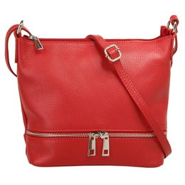 CLUTY Damen Umhängetasche, rot, Leder, unifarben, Taschen, echt Leder, Made in Italy