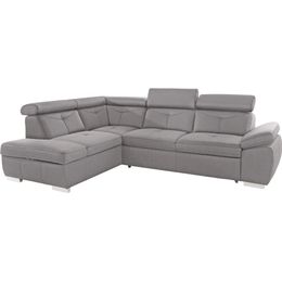 Ecksofa, B:274cm H:81cm T:206cm, silber, exxpo - SOFA FASHION, NaturLEDER (echtes Rindsleder) in Sitz und R&uuml;cken. Korpus in passendem Kunstleder