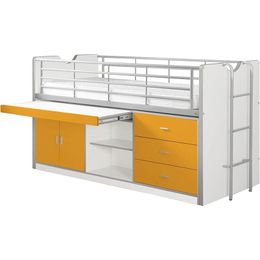 Hochbett Vipack, B:96cm H:116cm L:207cm, orange, Jugendzimmer, Hochbetten, "Bonny, mit zeitloser Optik, super praktisch im Kinderzimmer", mit gro&szlig;er