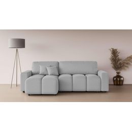 Ecksofa Home Affaire, B:233cm H:88cm T:142cm, grau, 100% Polyester, Wohnzimmer, Sofas, "FELICI, Schlafsofa 233cm, L-Form mit Recamiere beidseitig