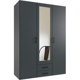 Dreht&uuml;renschrank wimex, B:120cm H:185cm T:54cm, schwarz, Holzwerkstoff, Schr&auml;nke, "Mugano", wahlweise mit oder ohne Spiegel, mit Schubladen