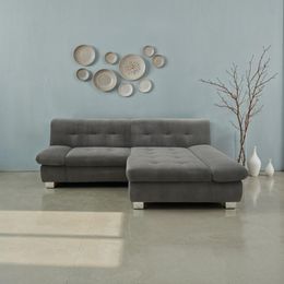 Ecksofa DOMO collection, B:234cm H:80cm T:157cm, grau, 100% Polyester, Wohnzimmer, Sofas, "100031 kompakte Stellma&szlig;e, komfortabel und bequem,