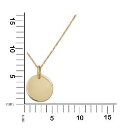 OROLINO Damen Kette mit Anh&auml;nger "Gold 375 mit rundem Anh&auml;nger 40/42cm lang", 45cm, Gold, L: 45 B: 11mm, gelb, Gold, B:11mm, Halsketten