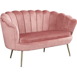 2-Sitzer Salesfever, B:136cm H:78cm T:76cm, rosa, Samtvelours (100% Polyester), Sofas, "Clam Komfort-Duo-Sitz", Muscheldesign-Breite 136 cm: Pure