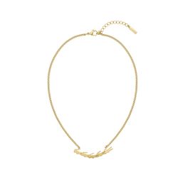 Lacoste Damen Edelstahlkette "CROCODILE", ohne Stein, Edelstahl, L: 45,5 B: 2mmgelbgoldfarben, Edelstahl, B:2mm, Halsketten, wahlweise mit oder ohne