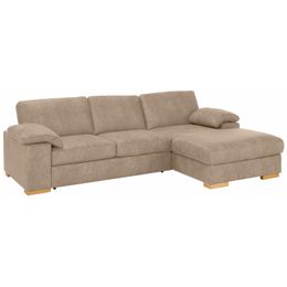 Ecksofa Home Affaire, B:277cm H:86cm T:172cm, beige, Luxus-Microfaser in Lederoptik (100% Polyester);Struktur (100% Polyester);Luxus-Microfaser (90%