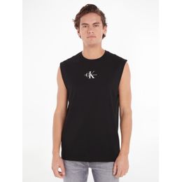 Herren T-Shirt "MONOLOGO SLEEVELESS TEE", schwarz, Gr. L, Calvin Klein Jeans, unifarben, Single Jersey, Obermaterial: 100% Baumwolle, Shirts, mit