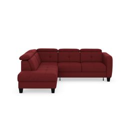 Sit & More Ecksofa SIT & MORE, B:249cm H:85cm T:195cm, rot, Wohnzimmer, Sofas, "Belluci L-Form", inklusive Federkern, wahlweise mit Bettfunktion und Bettkasten
