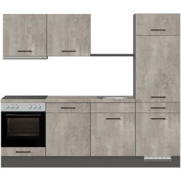 K&uuml;che IMPULS K&Uuml;CHEN, B:240cm H:206,2cm T:60cm, grau, Komplettk&uuml;chen-Sets, ""Porto", Ausrichtung w&auml;hlbar, Schubk&auml;sten mit Soft-Close", vormontiert,