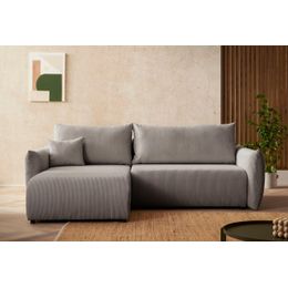 Ecksofa Home Affaire, B:257cm H:88cm T:177cm, grau, Wohnzimmer, Sofas, "MAVAS Schlafsofa mit Bettkasten, L-Form", ca.257/127cm (Liegefl&auml;che 212/145