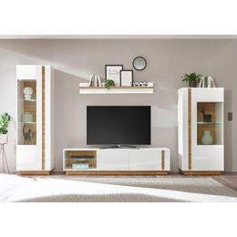 Wohnwand Inosign, B:340cm, weiß, Holzwerkstoff, Wohnzimmer, Kastenmöbel-Sets, "CLAiR Kombi 22"