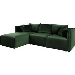 Ecksofa OTTO HOME, B:262cm H:74cm T:172cm, grün, Samtoptik (100% Polyester);Struktur (100% Polypropylene);Webstoff (100% Polyester);Struktur fein