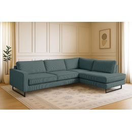 Ecksofa Home Affaire, B:290cm H:85cm T:217cm, blau, 92% Polyester, 8% Nylon, Wohnzimmer, Sofas, "Pinto, 290 cm, Cord, Chenille, Lederoptik, Ottomane
