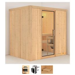 Karibu Sauna "Finja", Saunaofen, integrierte Steuerung, 3,6 kW, beige, Saunen, Ofen 3,6 kW intgr. Strg