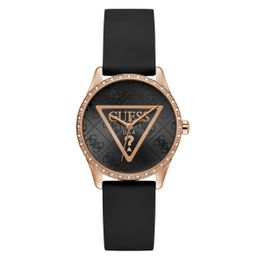 Guess Damen Quarzuhr "ROXY", schwarz, Armbanduhren, Armbanduhr, Damenuhr, Silikonarmband, Kristallglas
