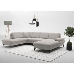 Sit & More Wohnlandschaft SIT & MORE, B:300cm H:83cm T:202cm, beige, 100% Polyester, Sofas, "Morris Jubi U-Form, B: 300 cm", mit Armteilfunktion & 1 Zierkissen,