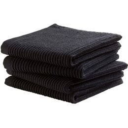Sp&uuml;ltuch DDDDD, B:30cm L:30cm, schwarz, 100% Baumwolle, Geschirrt&uuml;cher, "Basic", mit luxuri&ouml;ser Rippenstruktur und optimale Feuchtigkeitsaufnahme