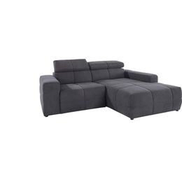 Ecksofa DOMO collection, B:214cm H:80cm T:175cm, grau, 92% Polyester 8% Nylon, Wohnzimmer, Sofas, "Brandon, inkl. Kopfteilverstellung, B/T/H: