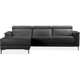 Ecksofa Home Affaire, B:261cm H:97cm T:179cm, schwarz, Kunstleder 100% Polyurethan, Wohnzimmer, Sofas, "Lund, L-Form, 261cm, man. o. elektr.