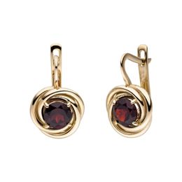 Jobo Damen Paar Ohrh&auml;nger, Gelbgold 333, gold, Gelbgold 333, Ohrringe, 333 Gold mit Granat