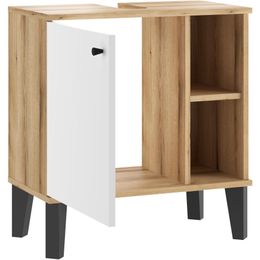 Waschbeckenunterschrank Inosign, B:60cm H:65cm T:33cm, weiß, FSC-zertifizierter Holzwerkstoff, Schränke, "Oslo, Waschtisch mit Knopfgriff, Badschrank