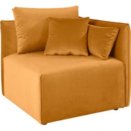 Sofa-Eckelement OTTO HOME, B:90cm H:74cm T:90cm, gold, Samtoptik (100% Polyester);Struktur (100% Polypropylene);Luxus-Microfaser Lederoptik (100%