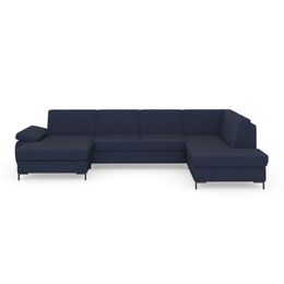 Wohnlandschaft DOMO collection, B:348cm H:84cm T:204cm, blau, 100% Polyester, Sofas, "Capelo, komfortabel, klare Linien zeichnen dieses Design aus,
