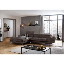 Ecksofa W.Schillig, B:303cm H:70cm T:193cm, braun, Stoff S37 (100% Polyester): Luxus-Microfaser in Lederoptik, Wohnzimmer, Sofas, "piedroo,