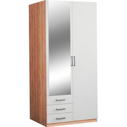 Kleiderschrank Priess, B:94cm H:193cm T:56cm, braun, Holzwerkstoff, Schlafzimmer, Schr&auml;nke, "Amsterdam", mit oder ohne LED-Beleuchtung