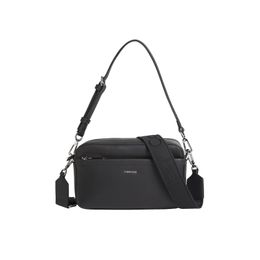 Calvin Klein Damen Umhängetasche "CK MST DBL STRPS CMR", schwarz, Lederimitat, unifarben, Taschen, Damen Schultertasche, Handtasche, Henkeltasche mit