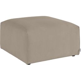 Hocker Home Affaire, B:80cm H:46cm T:80cm, beige, Struktur Hahnentritt (67% Polypropylen 33% Polyester);Fellimitat (100% Polyester);Samtcord (92%