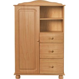 Highboard Home Affaire, B:80cm H:125cm T:34cm, beige, FSC-zertifiziertes Massivholz, Wohnzimmer, Sideboards, "Mette", Stauraumschrank mit 3
