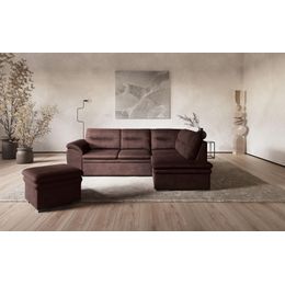 Ecksofa COTTA, B:250cm H:88cm T:90cm, braun, NaturLEDER: Bitte beachten Sie, dass Lederbezüge mehr Nähte aufweisen als Stoffbezüge.;Kunstleder