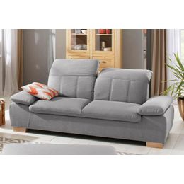 2,5-Sitzer Home Affaire, B:215cm H:77cm T:90cm, grau, Chenille 100% Polyester;Struktur fein ( 100% Polyester);Luxus-Kunstleder;Struktur weich (100%