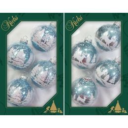 Weihnachtsbaumkugel "Winterwald, Weihnachtsdeko, Christbaumschmuck, Christbaumkugeln Glas", 7cm, blau, KREBS GLAS LAUSCHA, Weihnachtsbaumkugeln