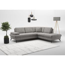 Sit & More Ecksofa SIT & MORE, B:238cm H:83cm T:202cm, grau, 100% Polyester, Wohnzimmer, Sofas, "Morris Jubi L-Form, B: 238 cm", mit Armteilfunktion & 1