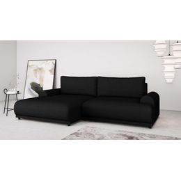 Ecksofa Home Affaire, B:242,2cm H:65cm T:145,5cm, schwarz, 100% Polyester, Wohnzimmer, Sofas, "Marsby, mit Bettfunktion und Bettkasten, Maße: B/H/T