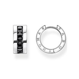 Thomas Sabo Damen Paar Creolen "schwarze Steine pavé, weiße Steine Pavé", Silber 925 (Sterlingsilber), silber, Silber 925 (Sterlingsilber), Ohrringe,