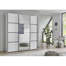Schwebet&uuml;renschrank wimex, B:180cm H:208cm T:65cm, wei&szlig;, Holzwerkstoff, Spanplatte, Schr&auml;nke, "Jork Kleiderschrank mit Spiegel, schwarze