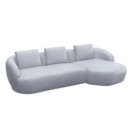 Wohnlandschaft FLEXLUX, B:276cm H:85cm T:146cm, grau, Sofas, "Torino, rund, L-Form, Sofa-Ecke mit Recamiere, Longchair-Sofa", Modernes, organisches