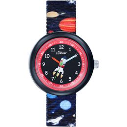 s.Oliver Kinder Quarzuhr, blau, Armbanduhren, Armbanduhr, Kinderuhr, Raumfähre, Weltall, Planeten, Geschenkidee