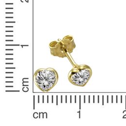 Firetti Damen Paar Ohrstecker "Schmuck Geschenk Gold 333 Ohrschmuck Ohrringe Herz", 5mm, Gelbgold 333, gold, Gelbgold 333, Ohrringe, mit Zirkonia