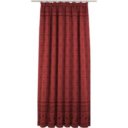 Vorhang WIRTH, B:135cm H:145cm, rot, Jacquard, Baumwolle, Polyester, Wohnzimmer, Gardinen, "Romo"