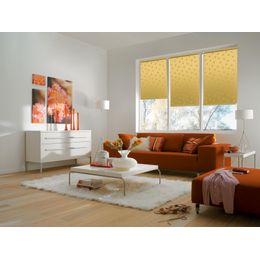 Elektrisches Rollo SUNLINES, B:200cm H:180cm, gelb, Kunststoff, Metall, Polyester, Rollos, "Funky Square", appgesteuert via Bluetooth, mit Akku und