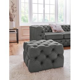 Polsterhocker Home Affaire, B:65cm H:42cm T:55cm, grau, Struktur (100% Polyester);Samtoptik (100% Polyester);NaturlEDER (100% Leder), Hocker,