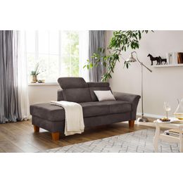 Recamiere Home Affaire, B:194cm H:84cm T:93cm, braun, 100% Polyester, Sofas, "Conville", incl. Kopfteilverstellung, Federkern, wahlweise mit